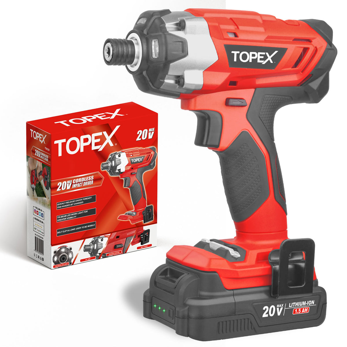 Topex Cordless Impact Driver 1 4 Hex Drive W 20v Li Ion Battery And Ch