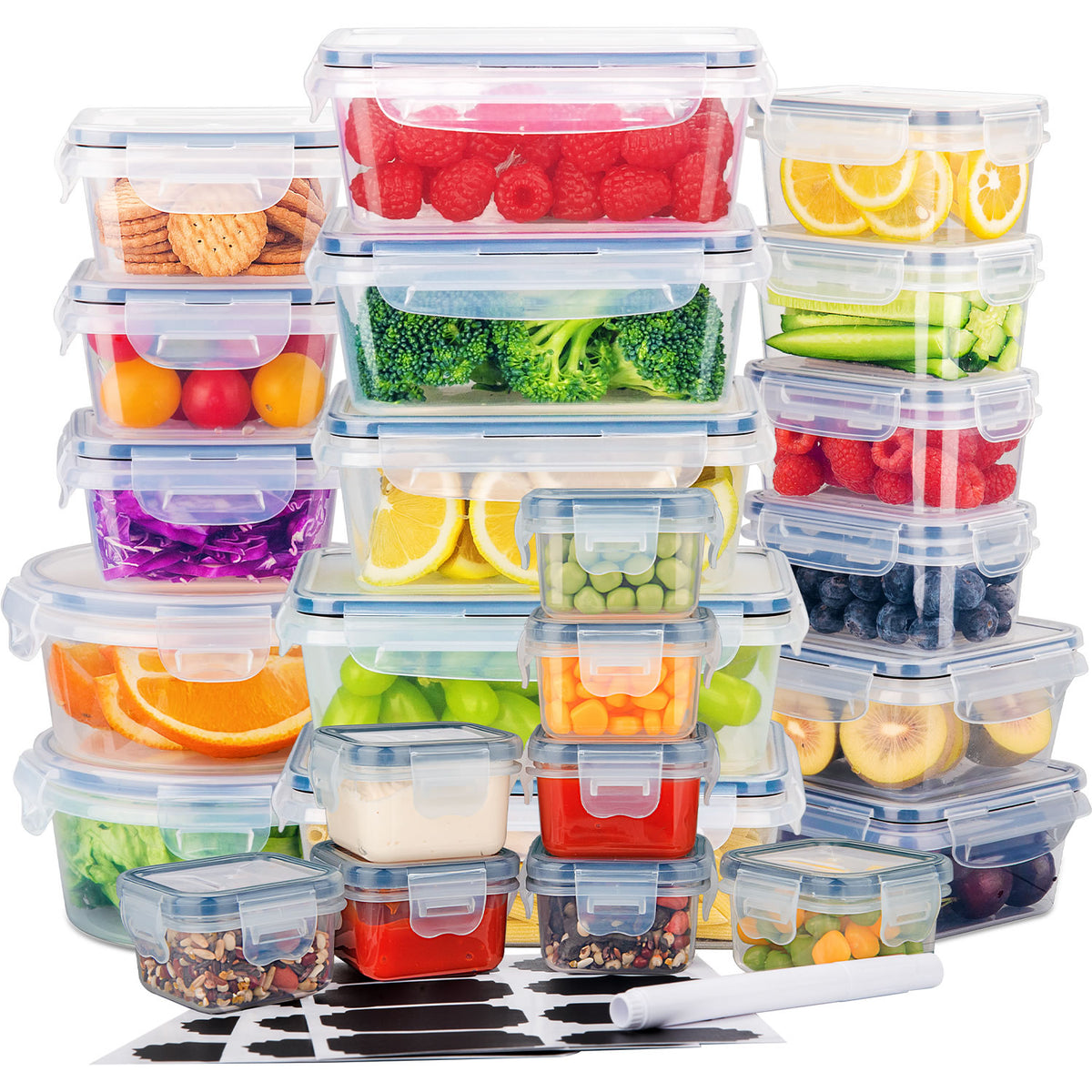 Stelive 24 PCs Food Storage Container Set, Leak Proof Lunch Boxes, BPA ...
