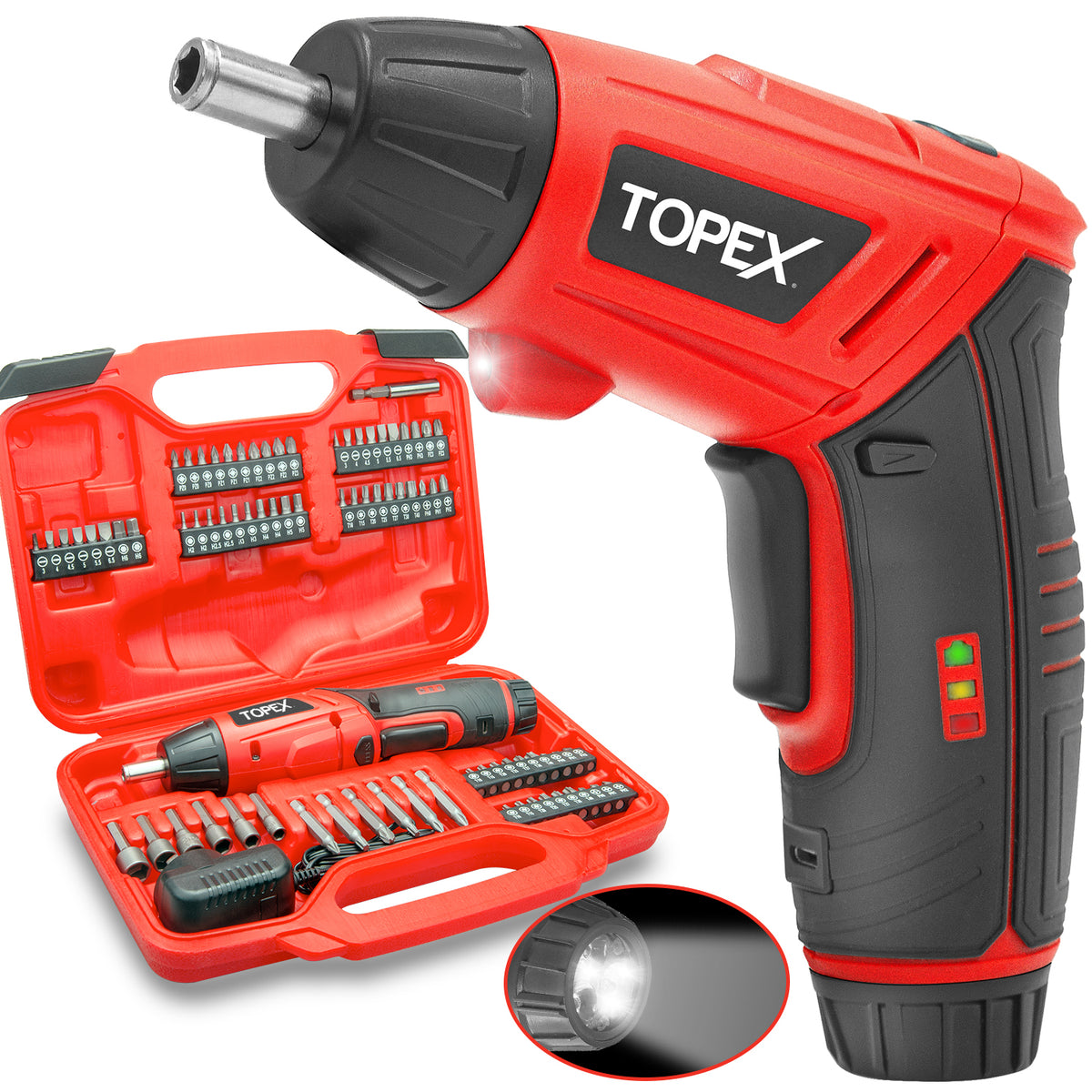 TOPEX 82 Piece Electric Screwdriver Set 4v Max Cordless Screwdriver Se ...