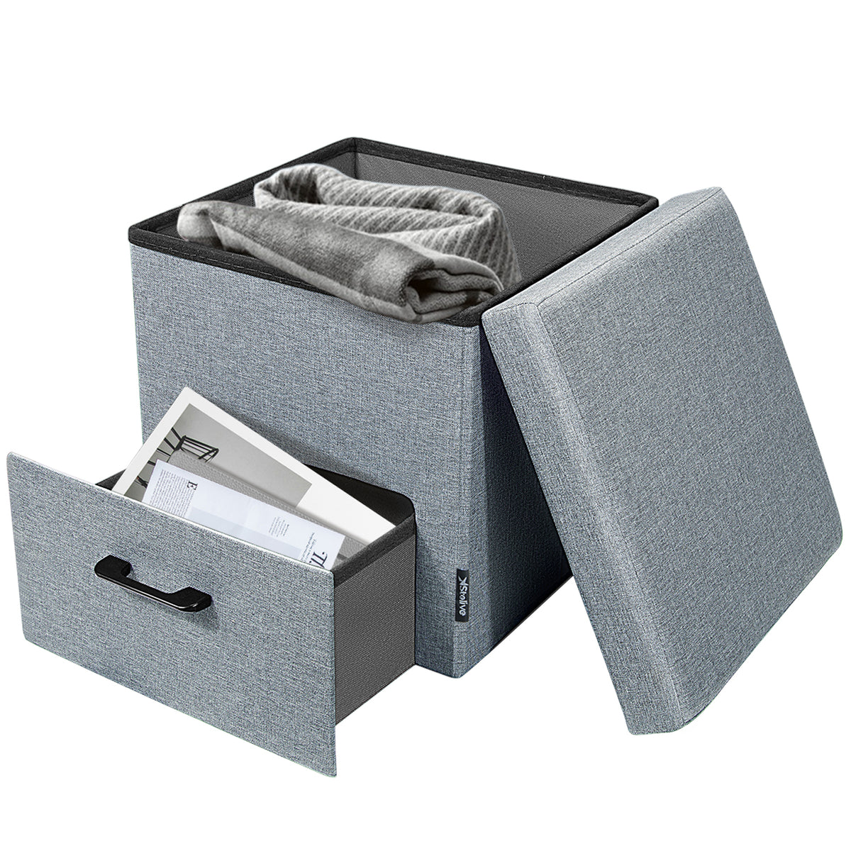 Stelive Folding Ottoman Storage Cube Footstool With Drawer Stool Blank ...