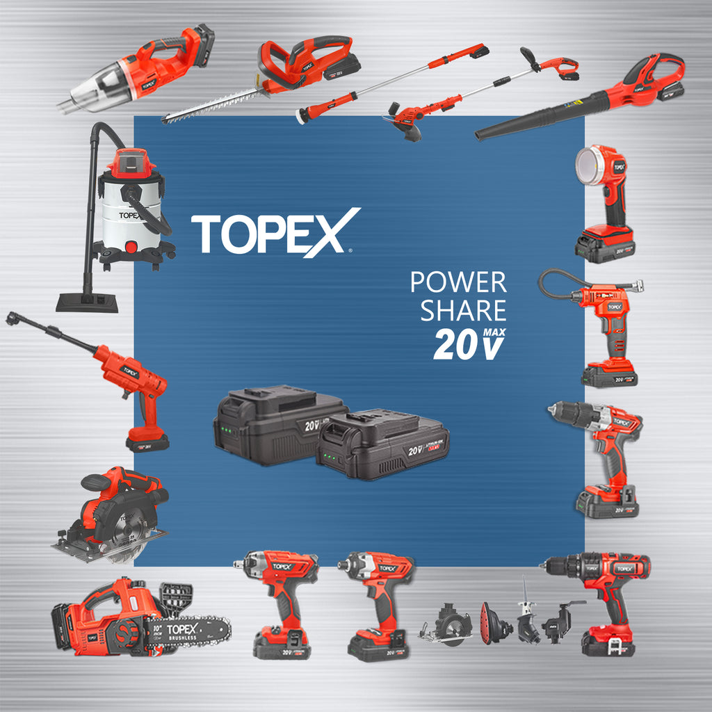 TOPEX 20V Cordless Power Tool Kit Cordless Drill Impact Driver Angle G ...