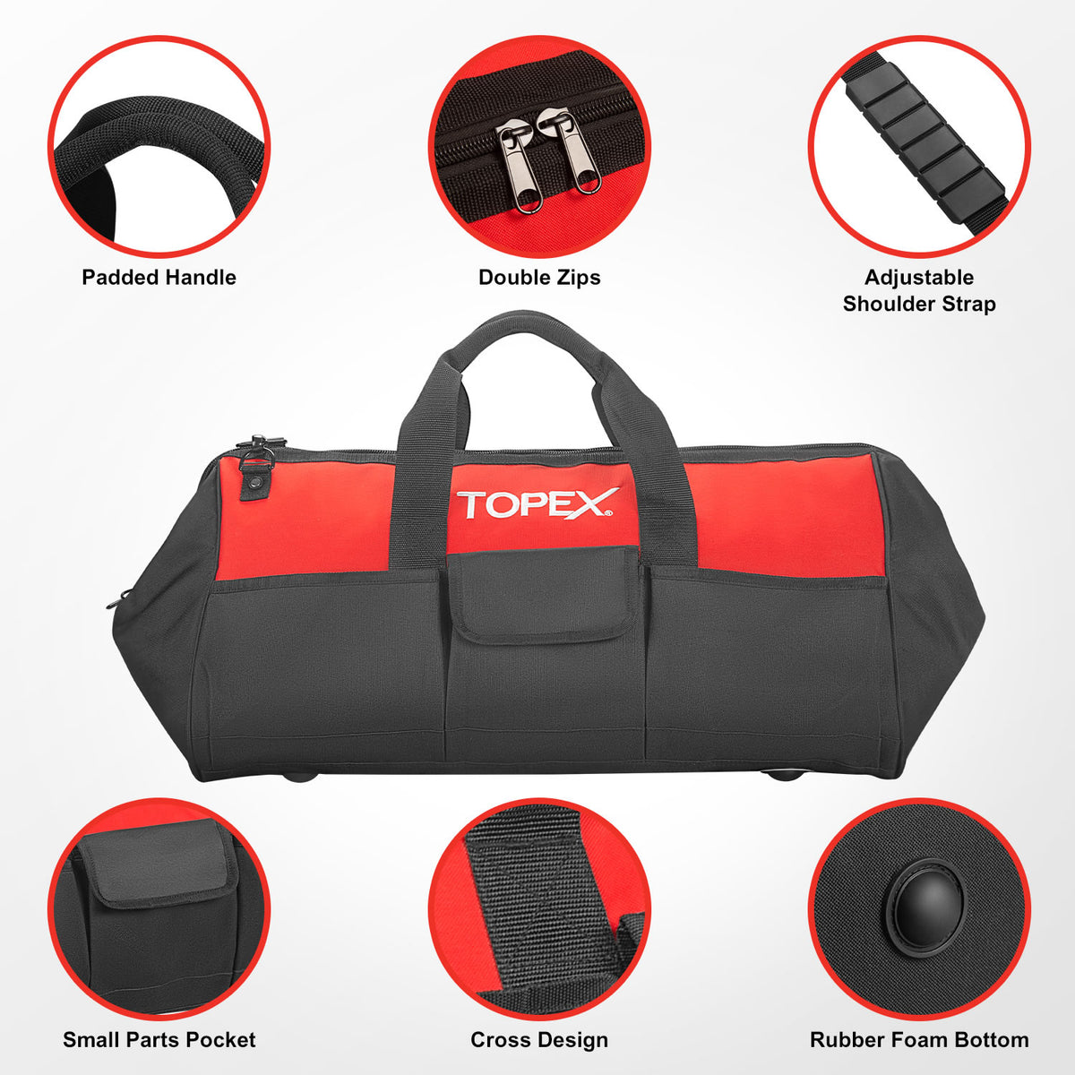 TOPEX 24 Inch Tool Bag, Multi-pocket Tool Organiser, Roomy Storage Spa ...