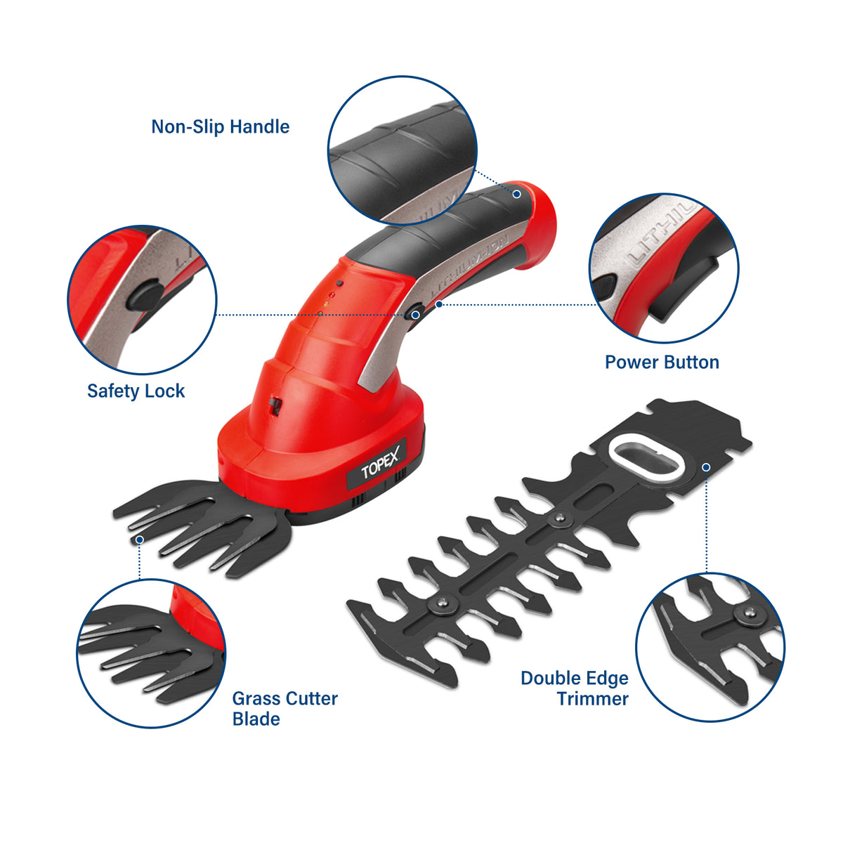 TOPEX 4v 2in1 Cordless Grass Hedge Trimmer Grass Shears Cutter Garden ...