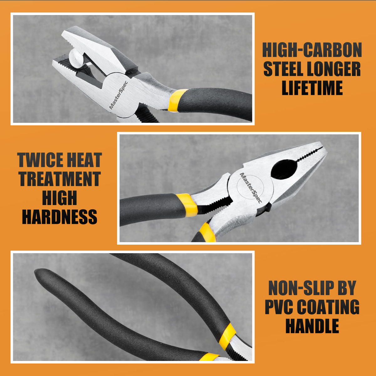 MasterSpec 10Pcs Hand Tool Set Pliers Set Long Nose/Slip Joint/Diagona ...