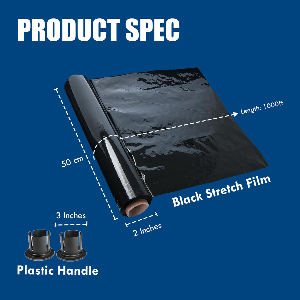 MasterSpec Black Plastic Stretch Wrap Film, 50cm x 400m Durable Packin ...