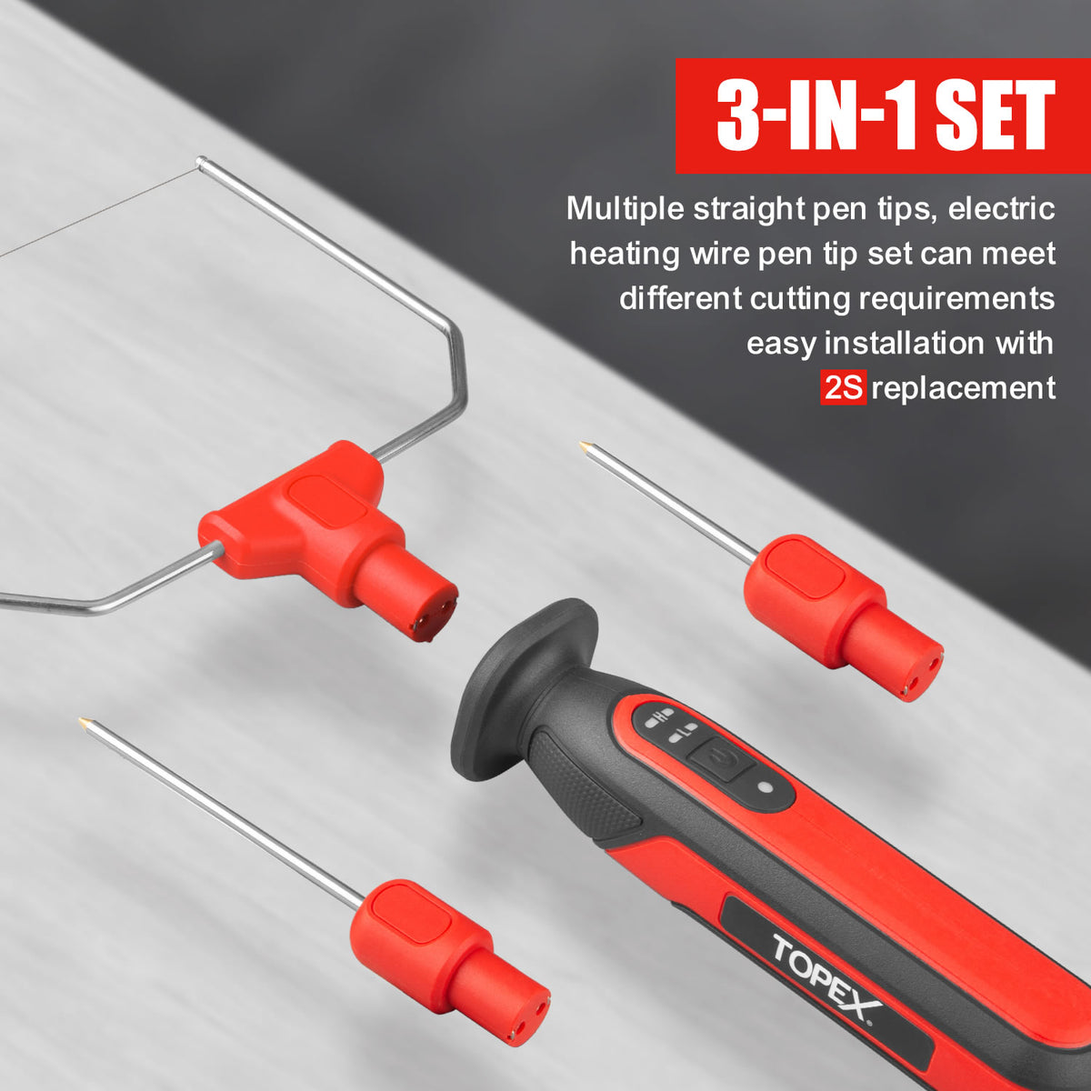 TOPEX 4V 3-IN-1 Cordless Foam Cutter, Hot Knife Engraving Kit, Electri ...