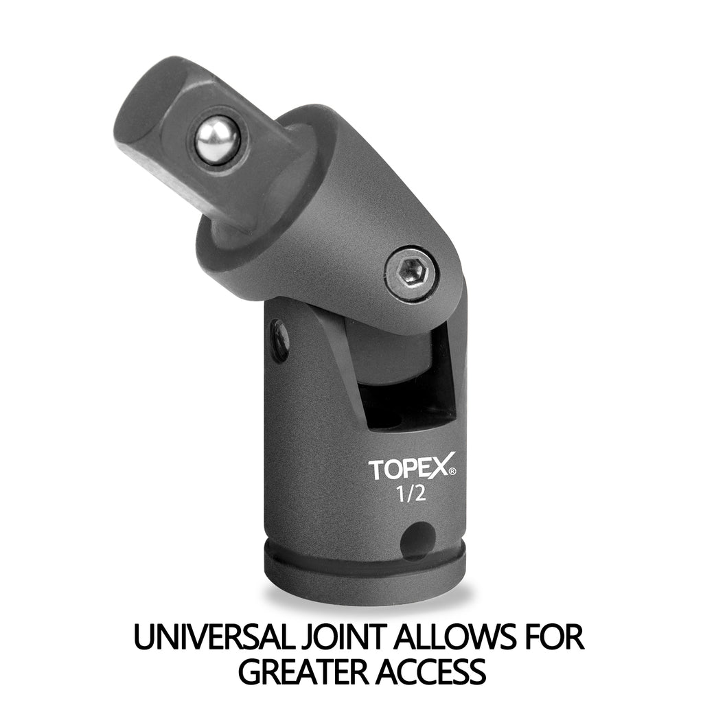 TOPEX 7-piece socket adaptor set 1/4" 3/8" and 1/2" universal joint so ...