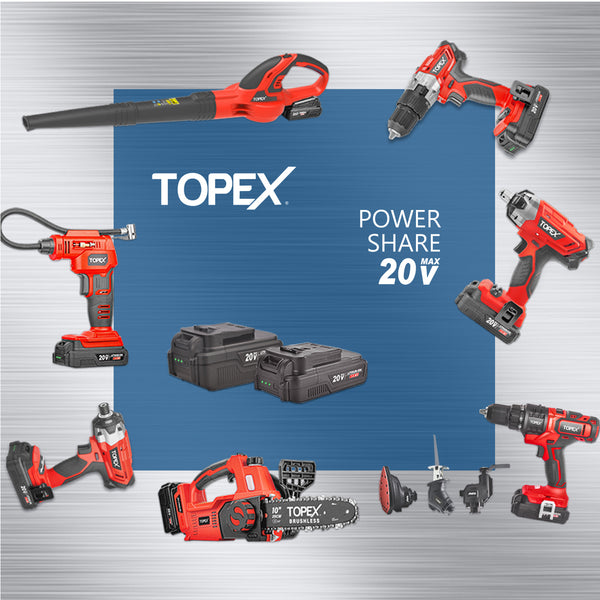TOPEX 20V Lithium-Ion Cordless Drill Driver Impact Hammer drill w/ Bat ...